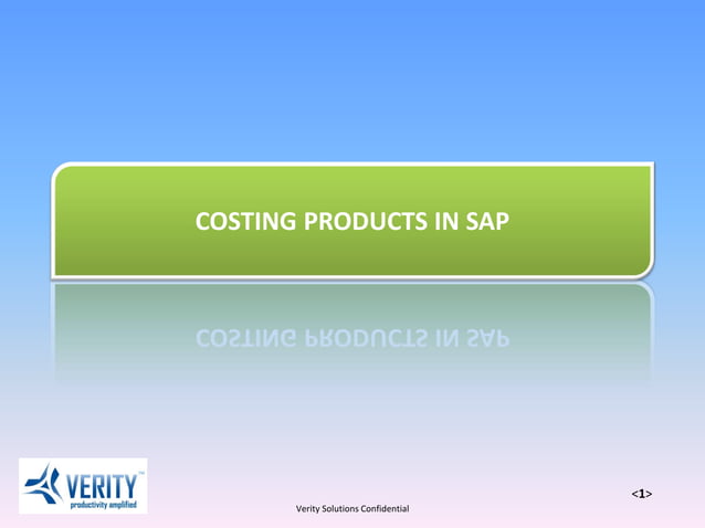 Product costing in SAP - a primer | PDF