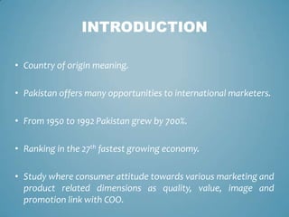 Product country of origin perceptions of consumers in | PPTX