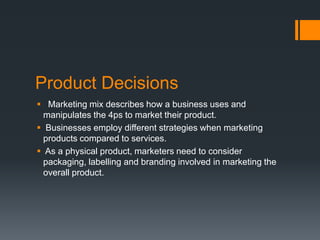 Product decisions chapter 8 | PPT