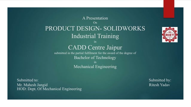 Product design solidworks training ppt | PPTX