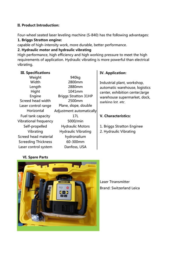 Laser screed machine S840+EV850-2T | PDF