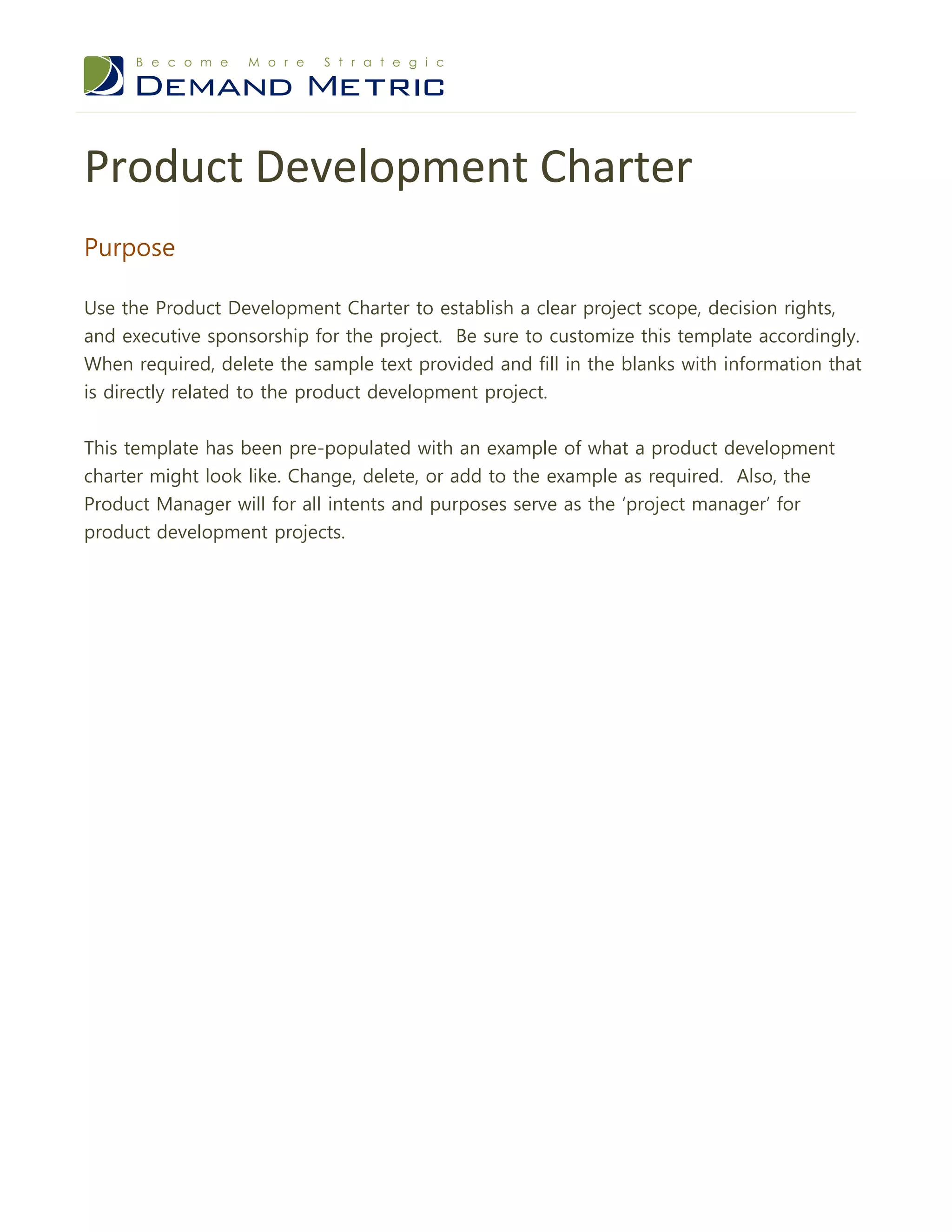 Product Development Charter | PDF