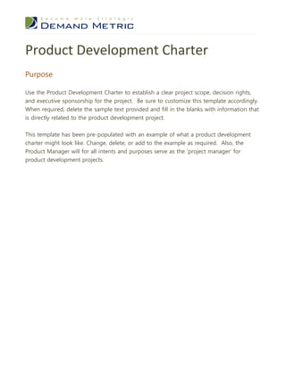 Product Development Charter | PDF