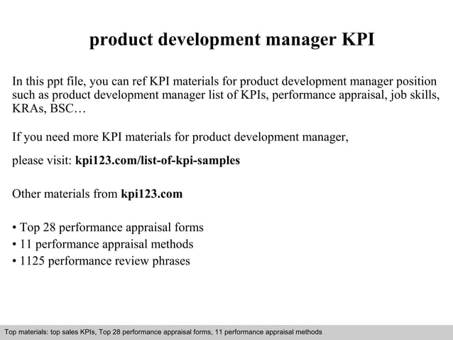 Product development manager kpi | PPT