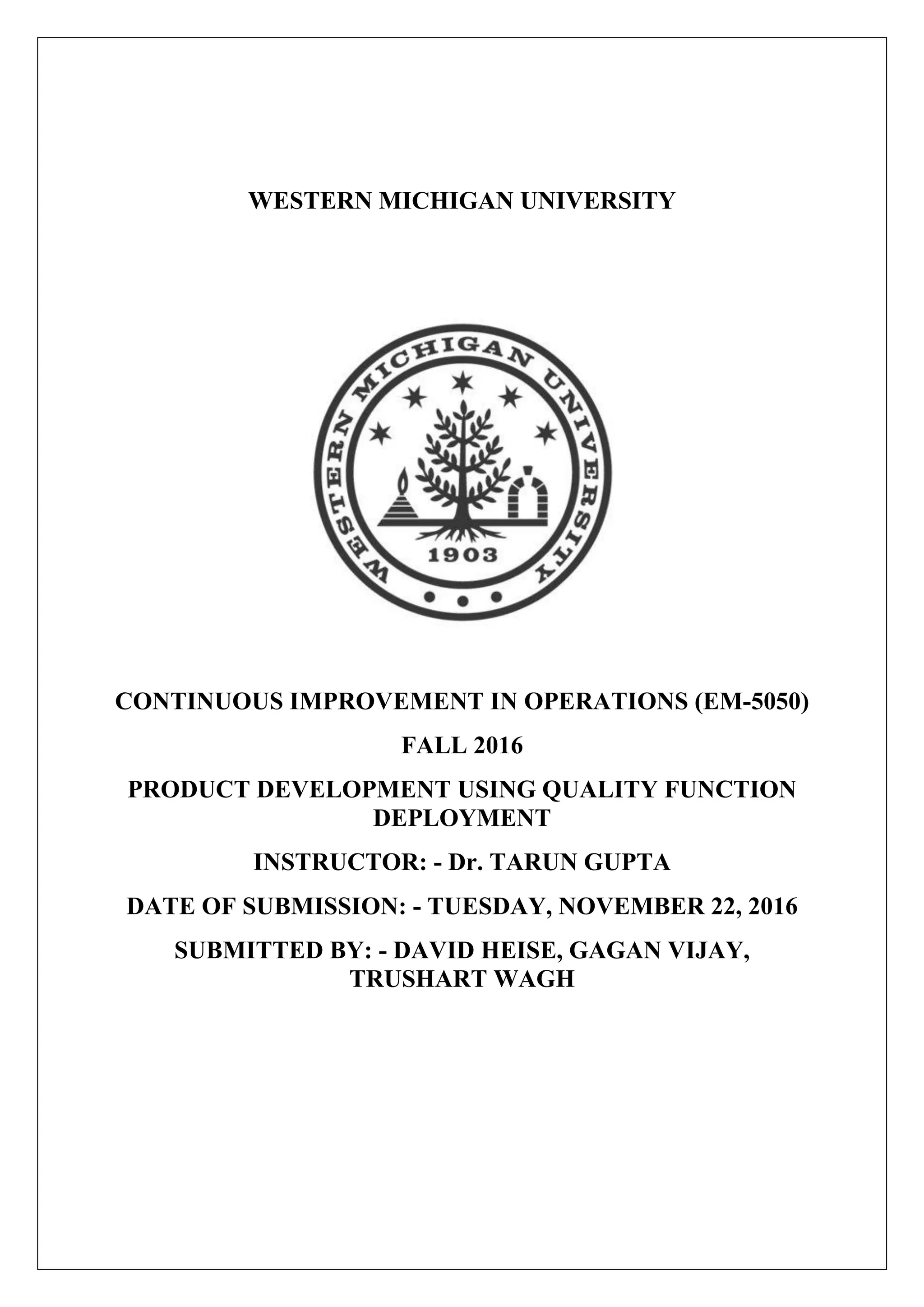 Product development using quality function deployment | PDF