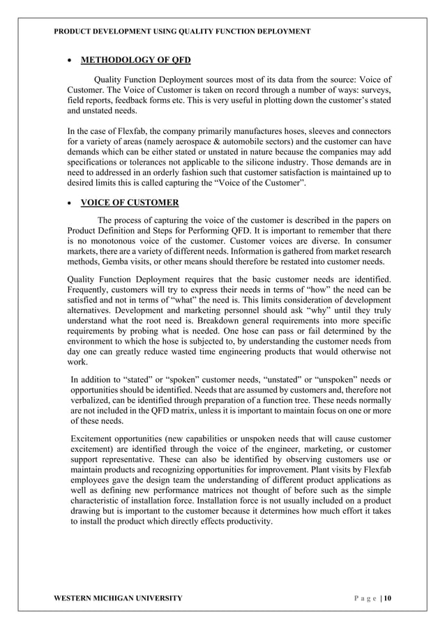 Product development using quality function deployment | PDF