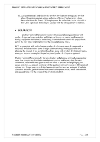 Product development using quality function deployment | PDF