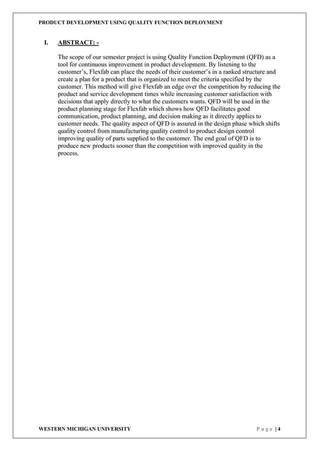 Product development using quality function deployment | PDF