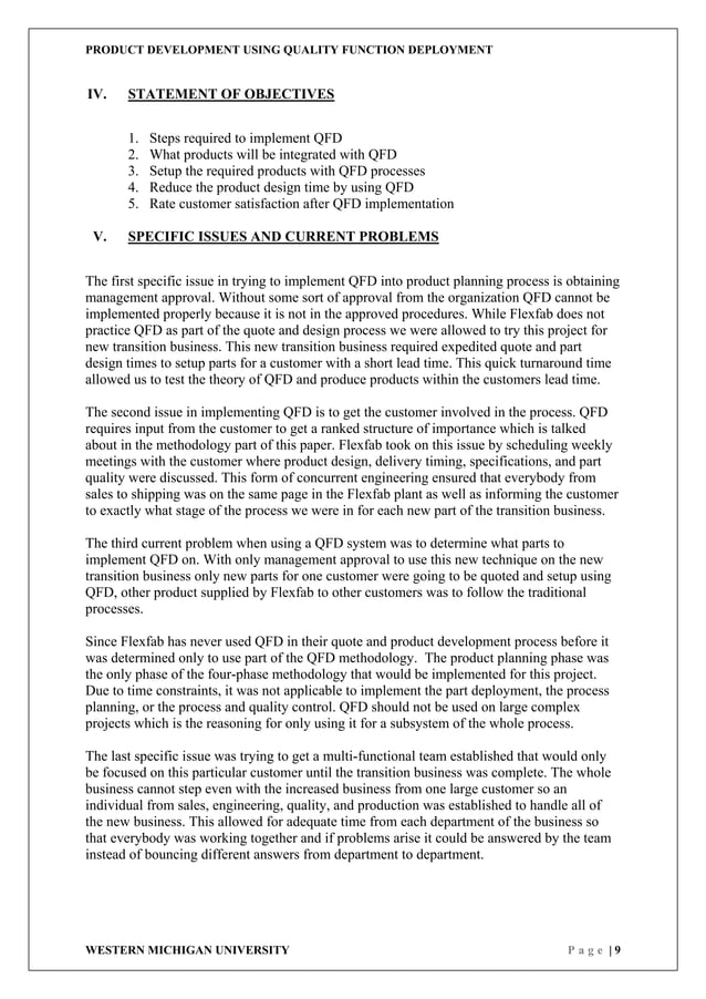 Product development using quality function deployment | PDF