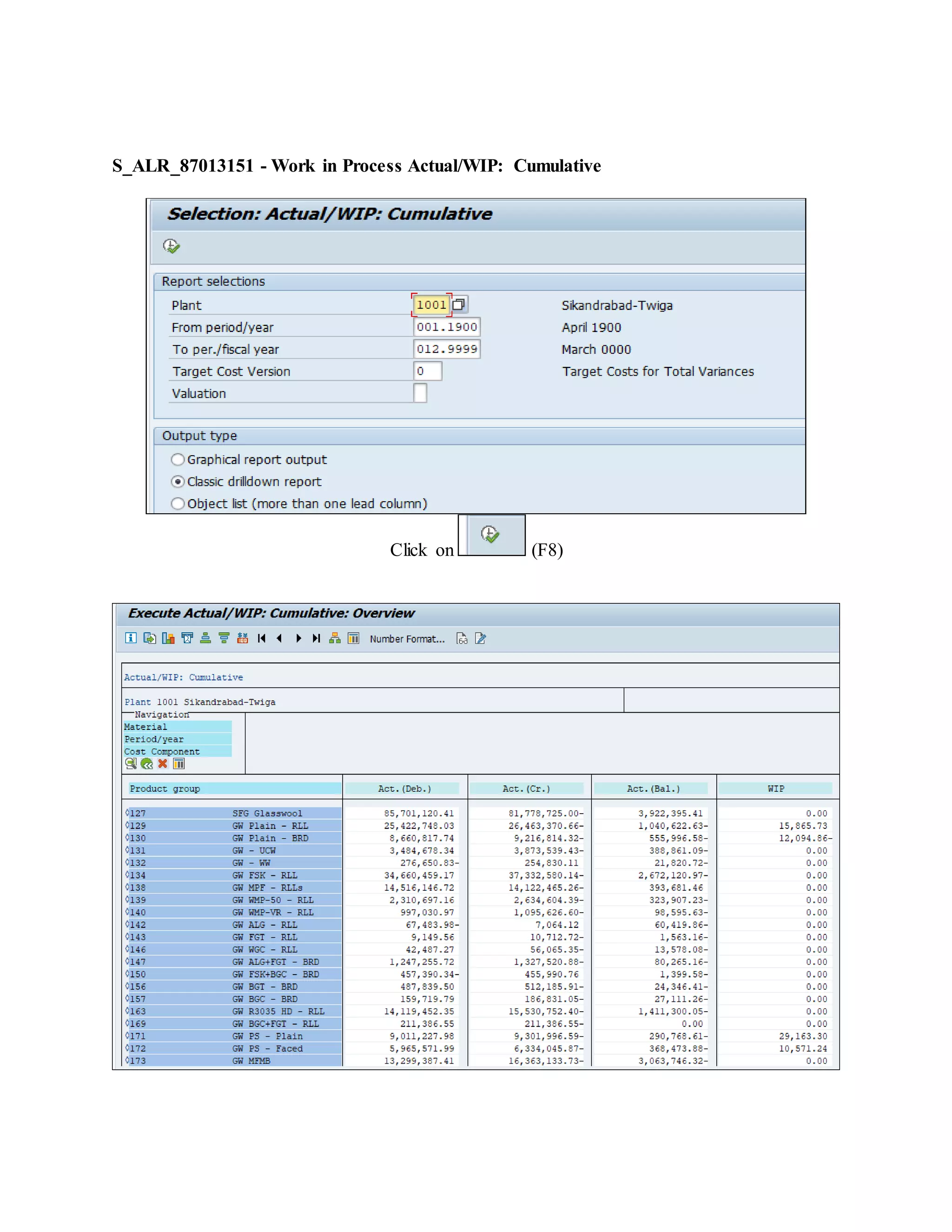 Product Costing drill down reports | DOCX