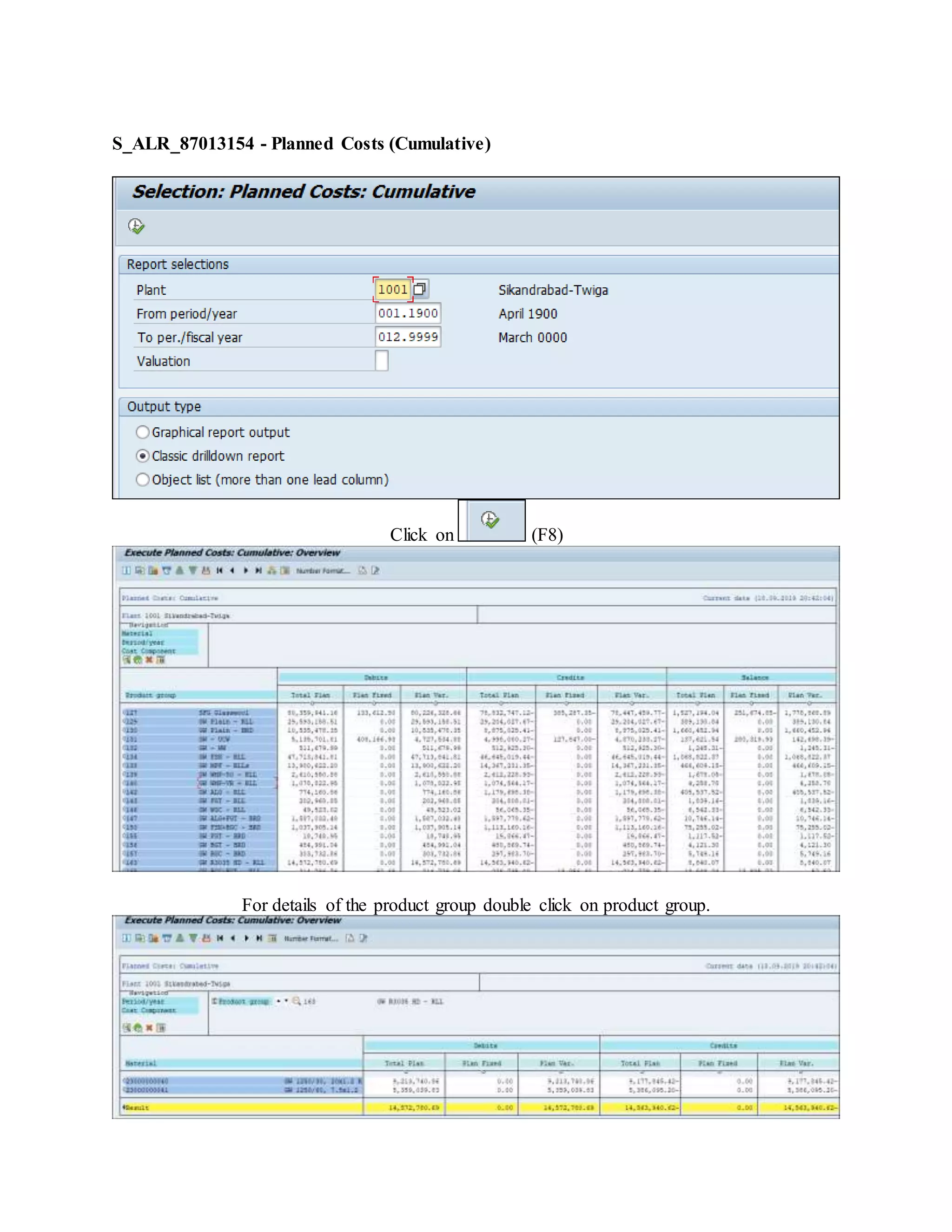 Product Costing drill down reports | DOCX