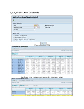 Product Costing drill down reports | DOCX