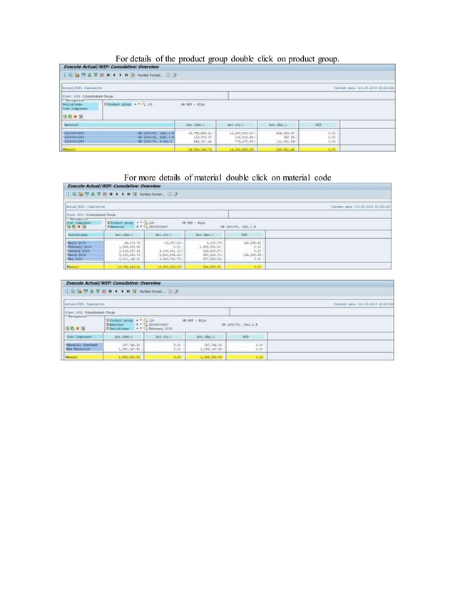 Product Costing drill down reports | DOCX