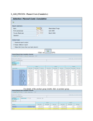 Product Costing drill down reports | DOCX