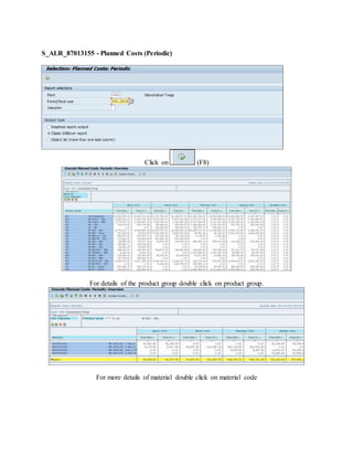 Product Costing drill down reports | DOCX