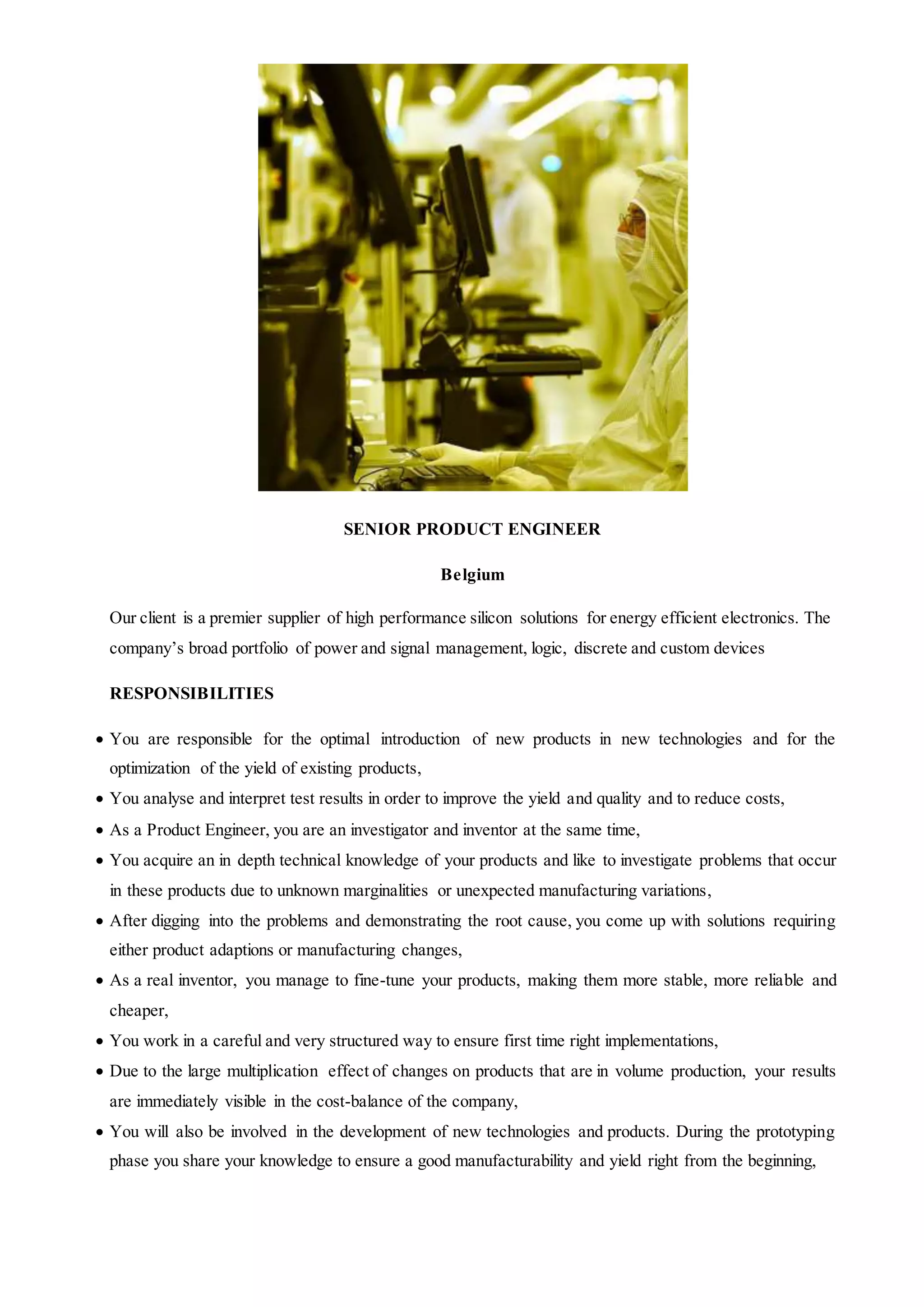 Product engineer | DOCX | Business | Business and Finance