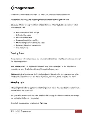 OneDrive Integration is Now Available with Orangescrum | PDF