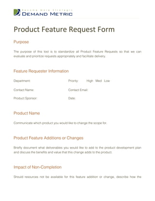 Product Feature Request Form | PDF