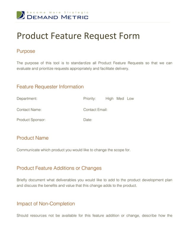Product Feature Request Form | PDF