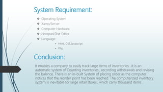 Product inventory system | PPTX