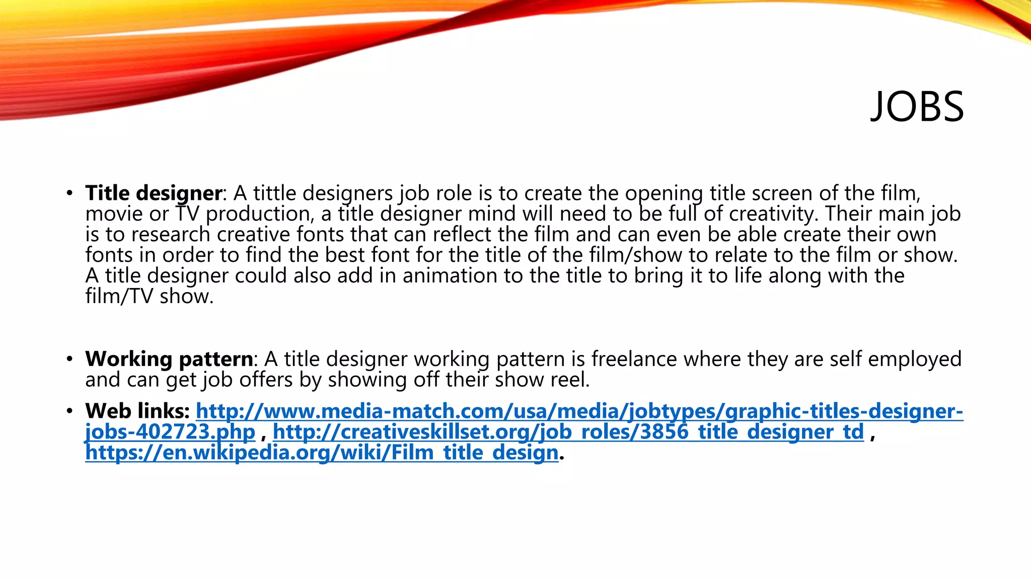 Job roles in the TV and film undustry | PPTX