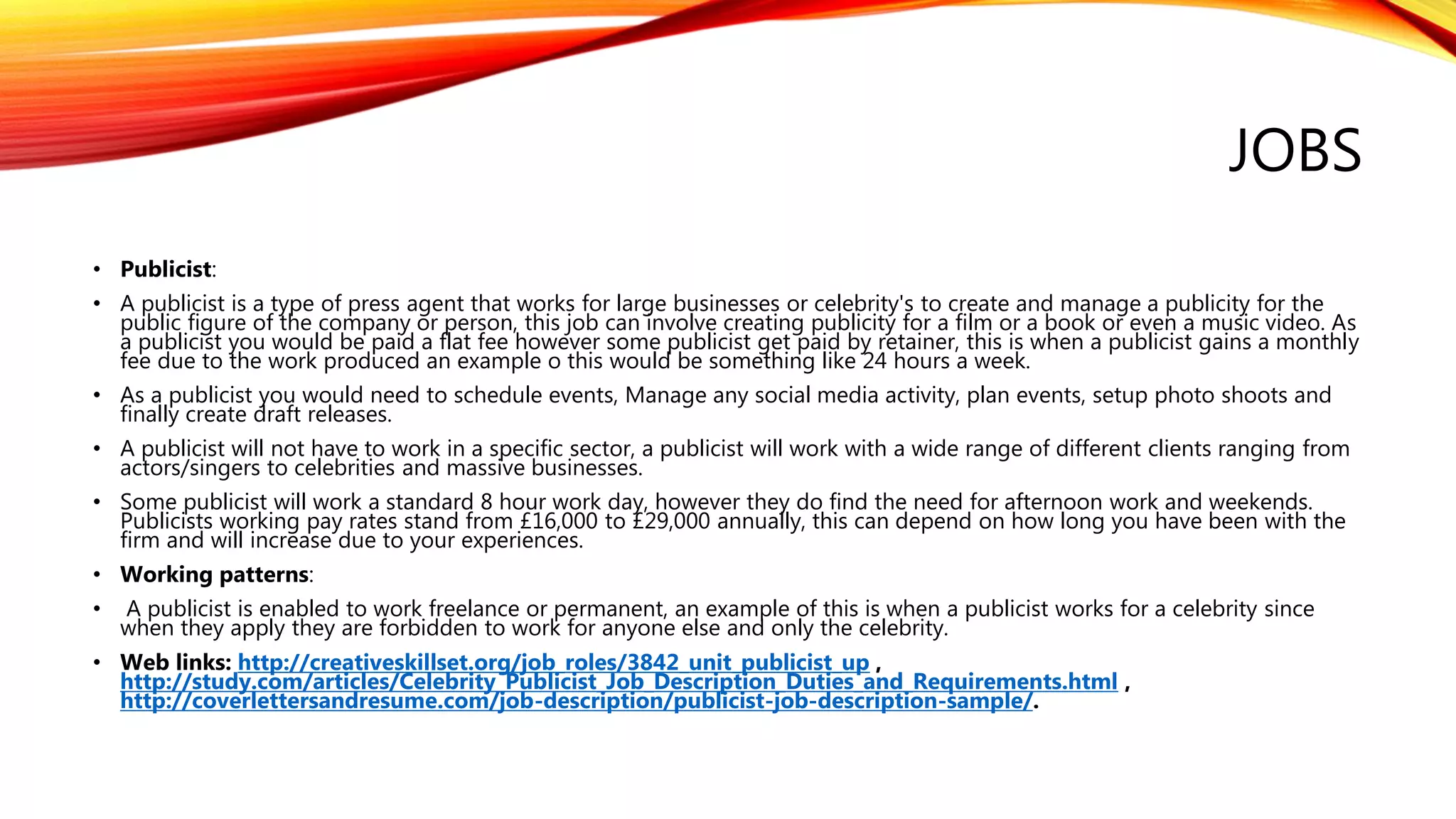 Job roles in the TV and film undustry | PPTX