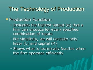 Production in Managerial Economics | PPT