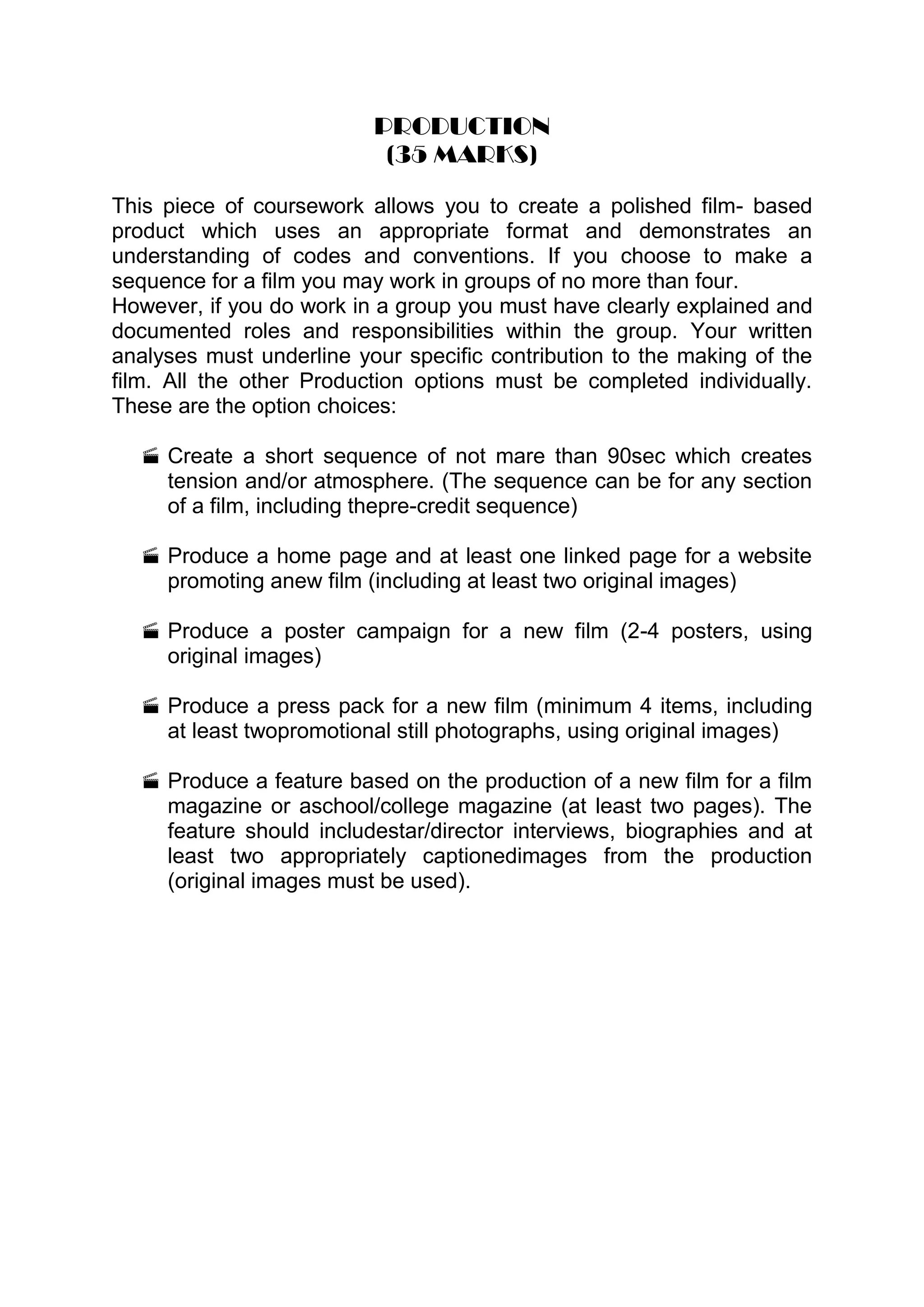 GCSE Film Studies: Production | DOCX