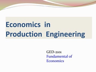 Economics in Production Engineering | PPT