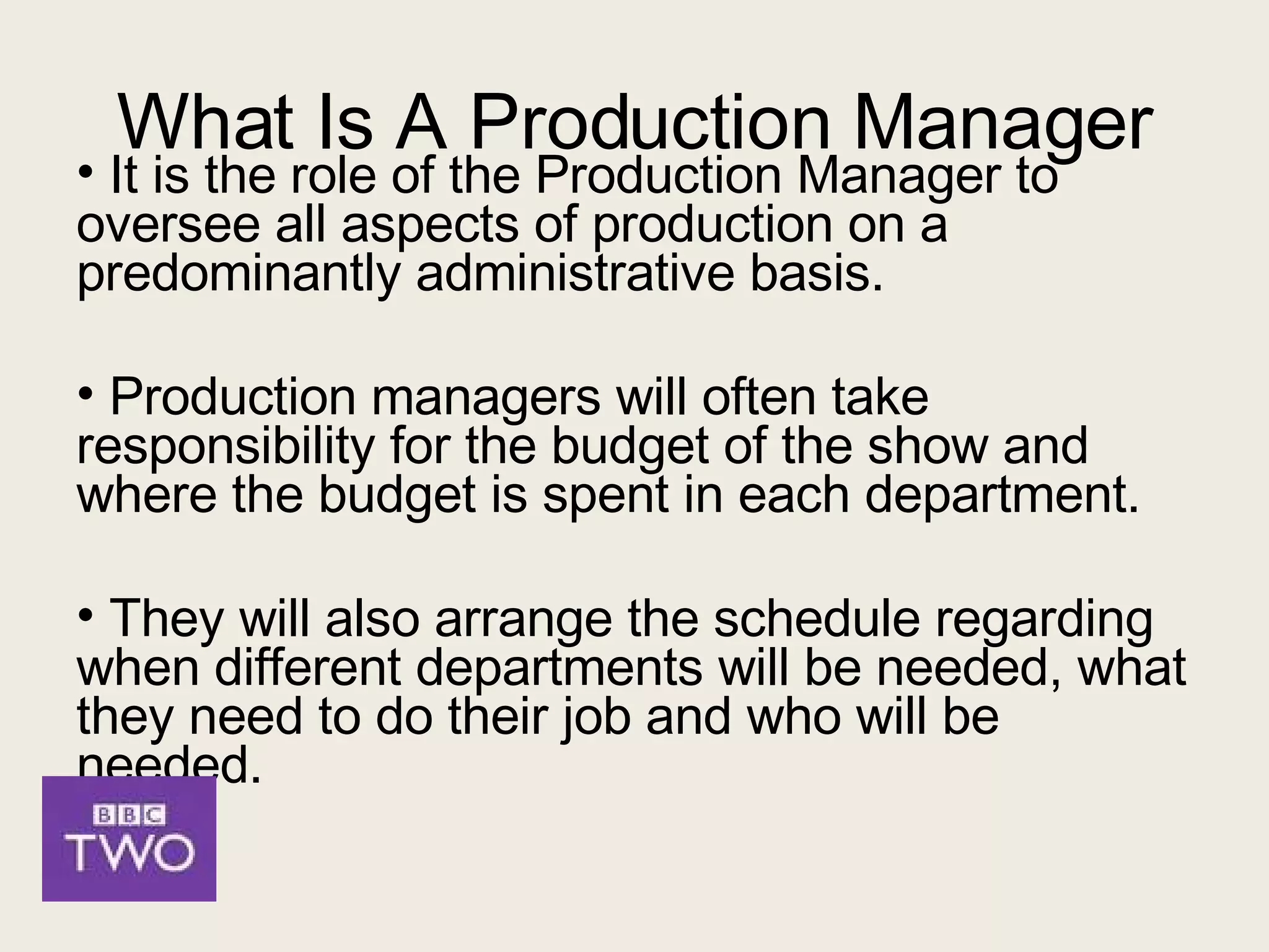 Production Manager | PPT