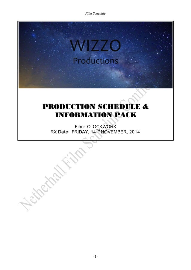 Clockwork production schedule | DOC | Movies | Entertainment