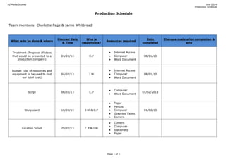 Production schedule-template | DOC | Technology & Computing