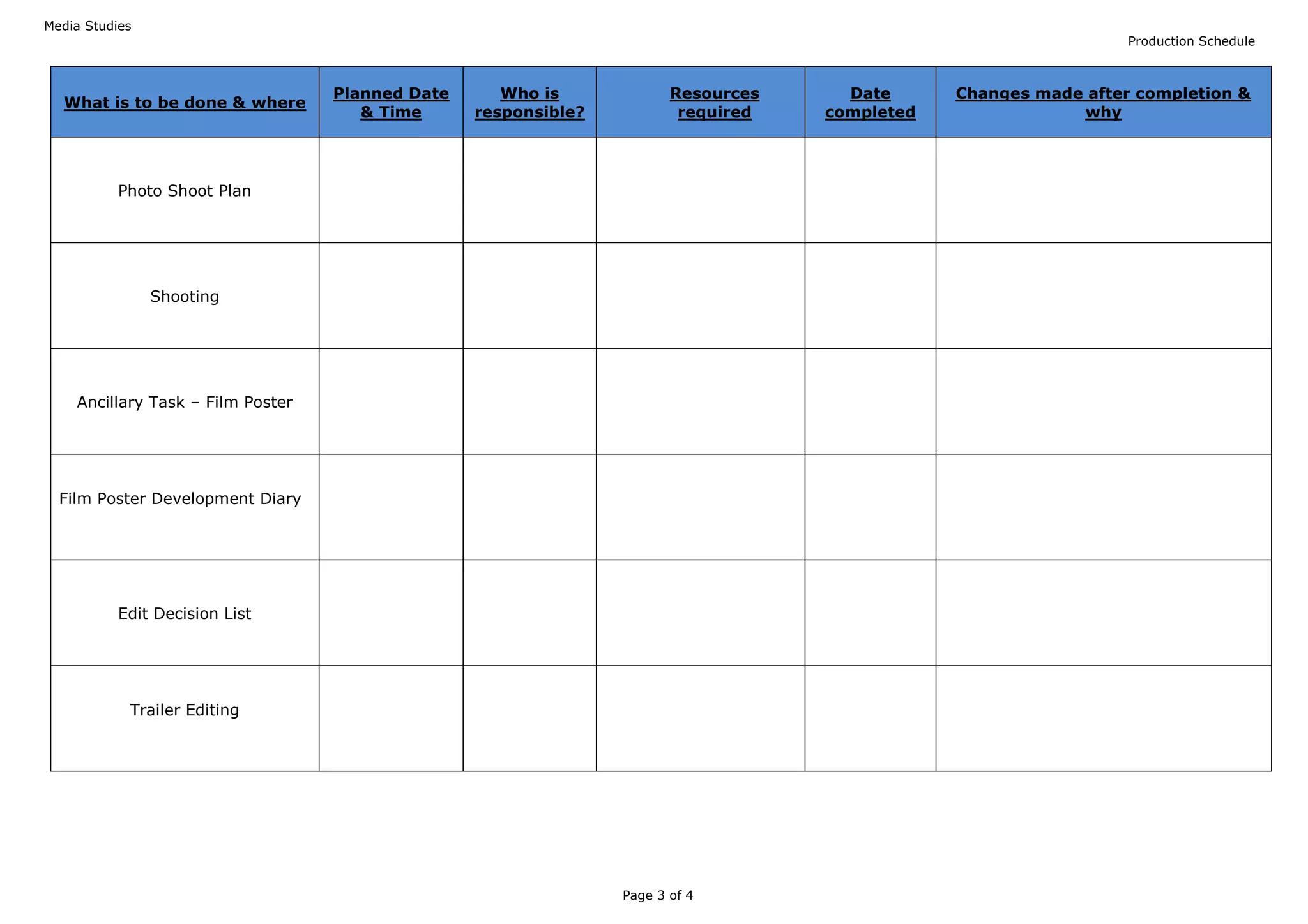 Production schedule-template blank | PPT | Free Download