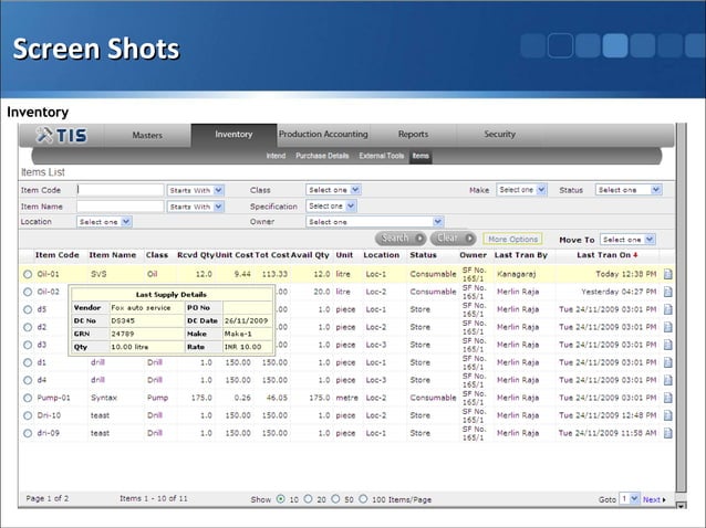 Production Accounting, Intend, Purchase Order & Inventory Tracking ...