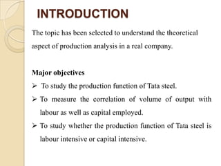 Production analysis ppt | PPTX | Business Accounting & Finance | Business