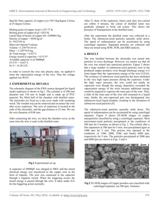 Production and characterization of nano copper powder using electric ...