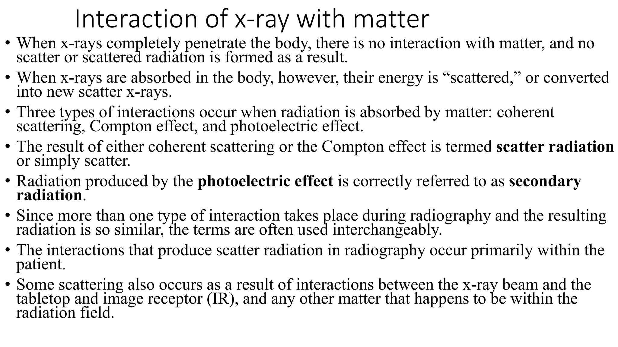 Production and control of scatter radiation (beam | PPTX
