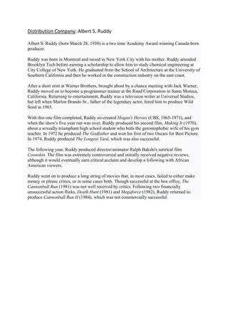 Production And Distribution Company And Director Research | PDF