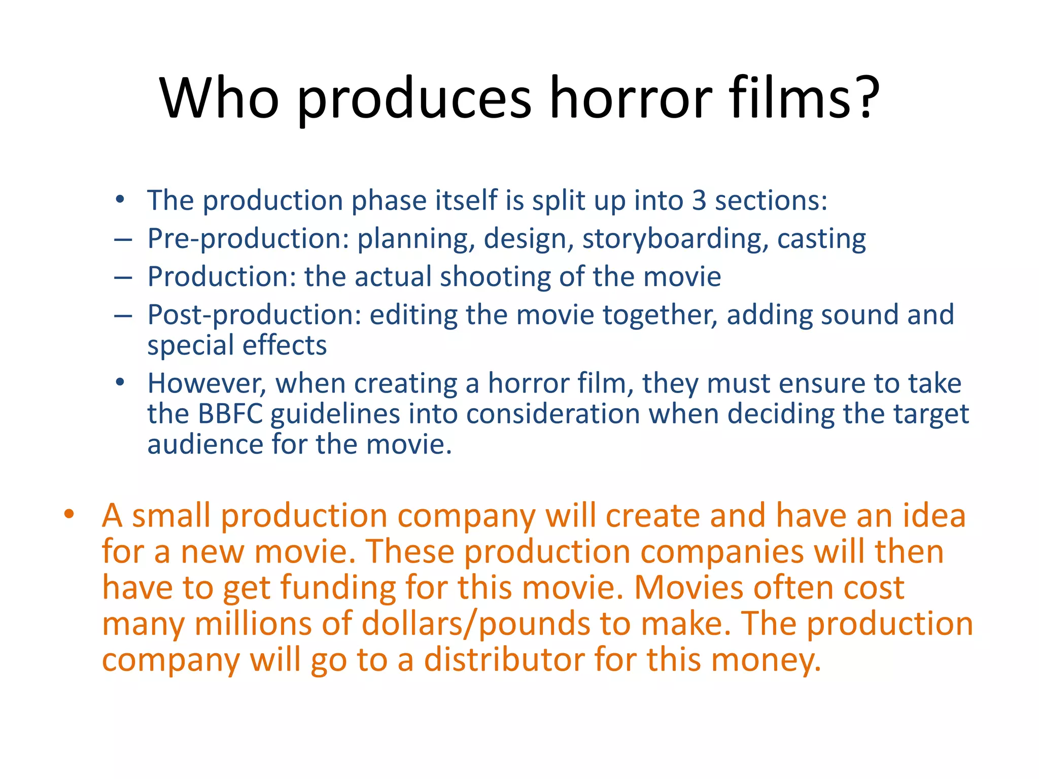 Production&Distribtion of horror films | PPTX