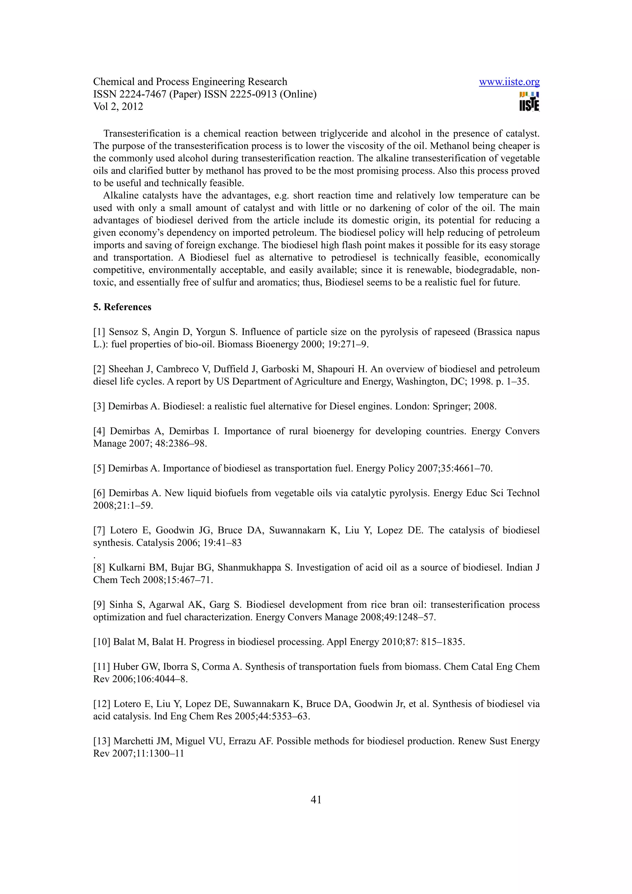 Production and evaluation of biodiesel from palm oil and ghee ...