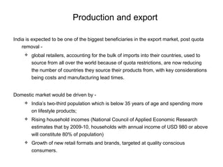 Production and export | PPT | Needlework | Arts and Crafts