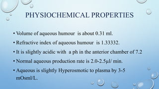 Production and flow of aqueous humor | PPTX