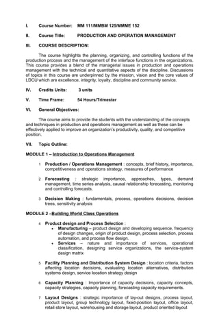 Production and operation management | DOC