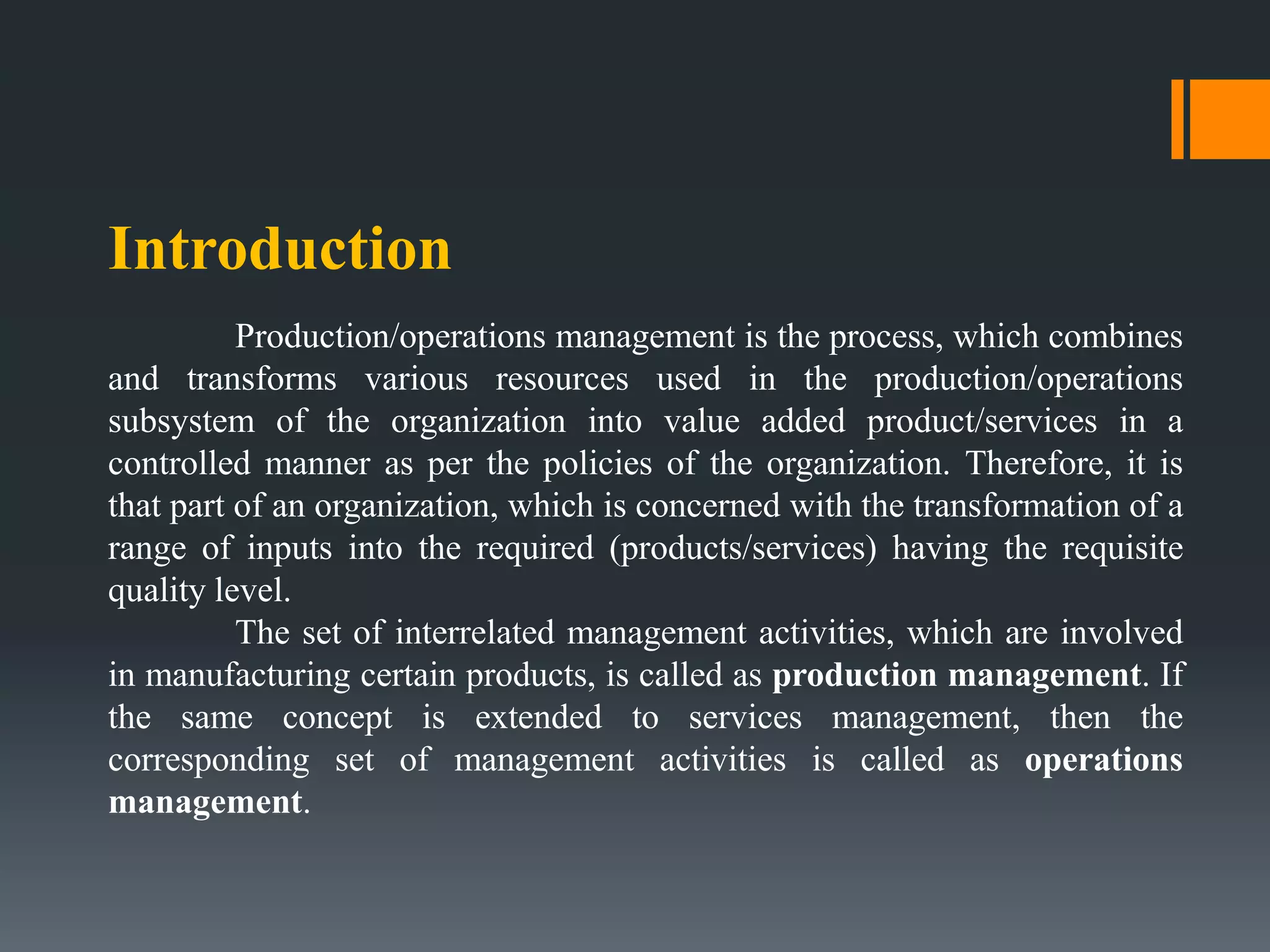 Production and Operation Management | PPTX