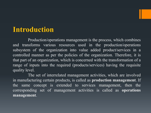 Production and Operation Management | PPTX