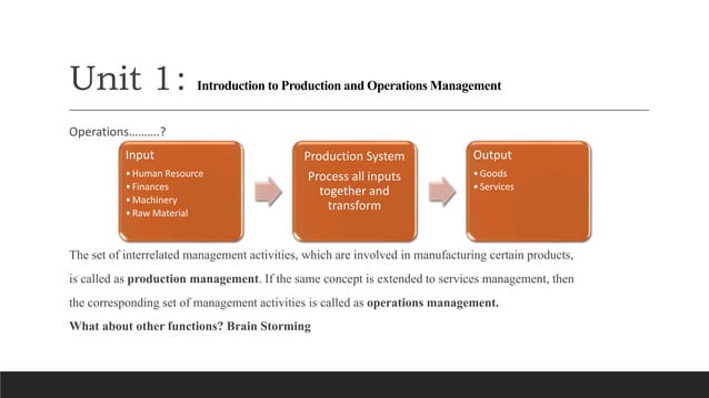 Production and Operation Management.pptx | Manufacturing Industry ...