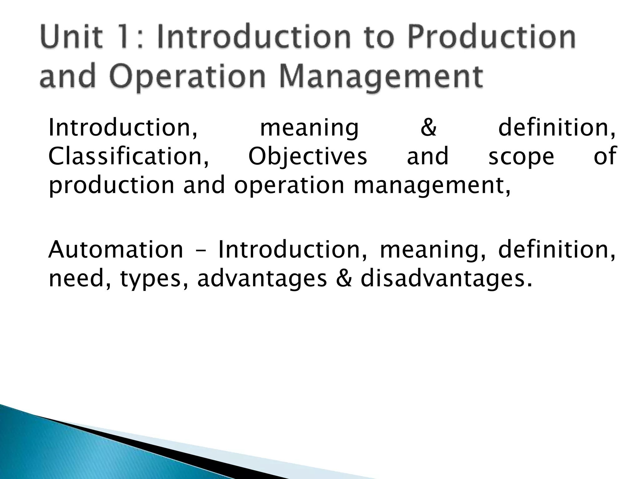 Production and operation management | PPT