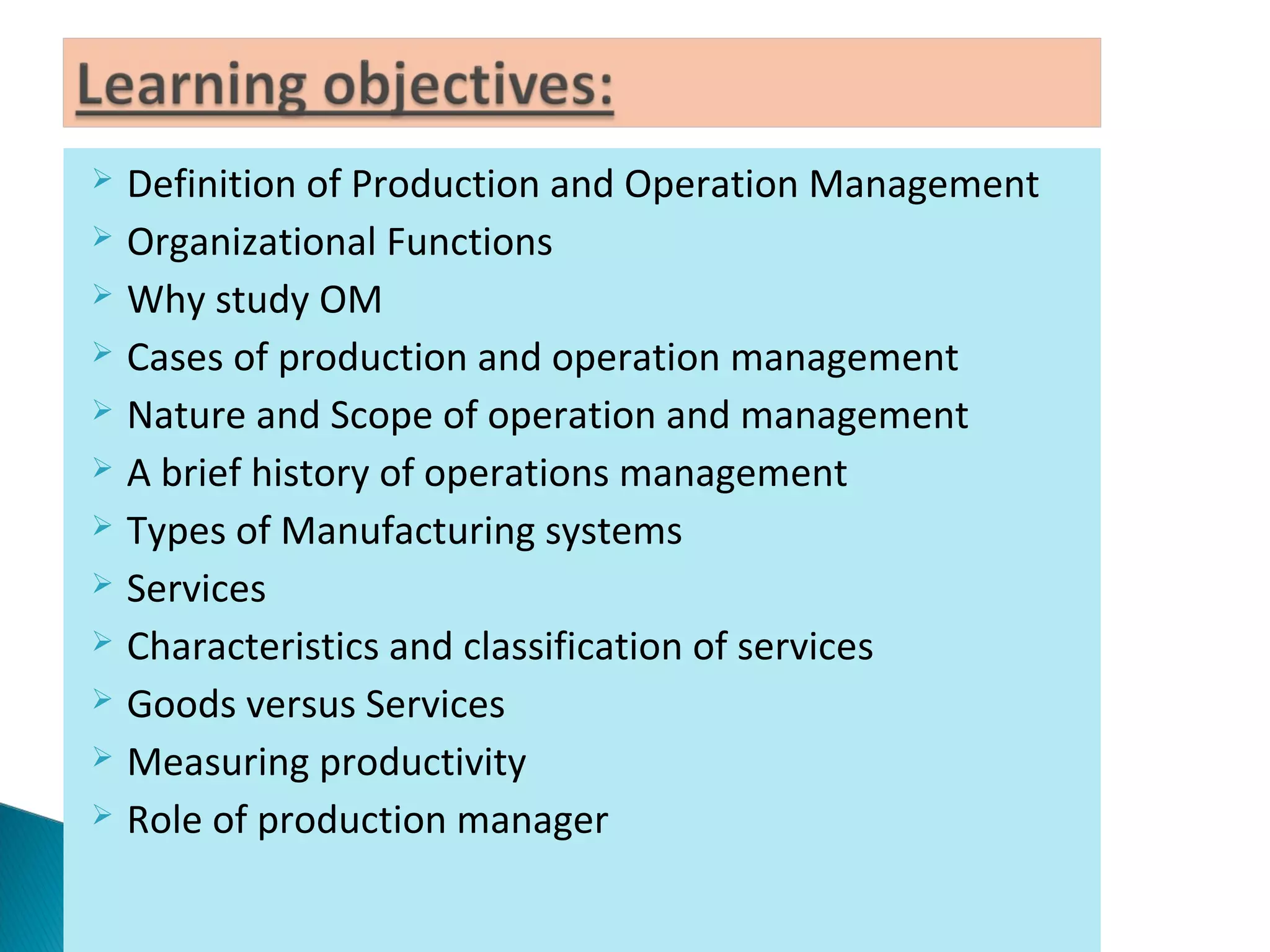 Production and operation management | PPT