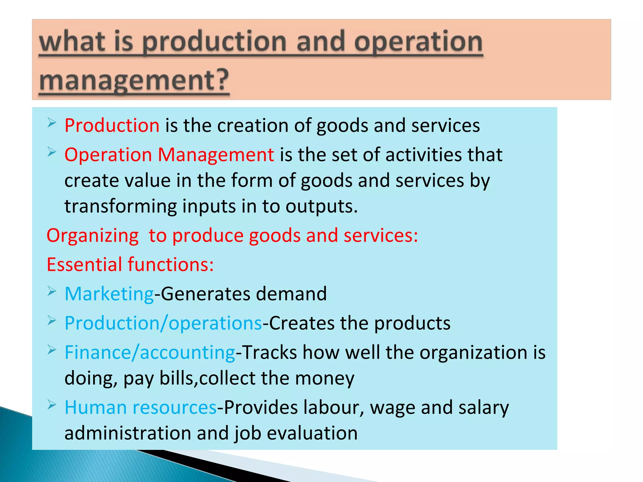 Production and operation management | PPT