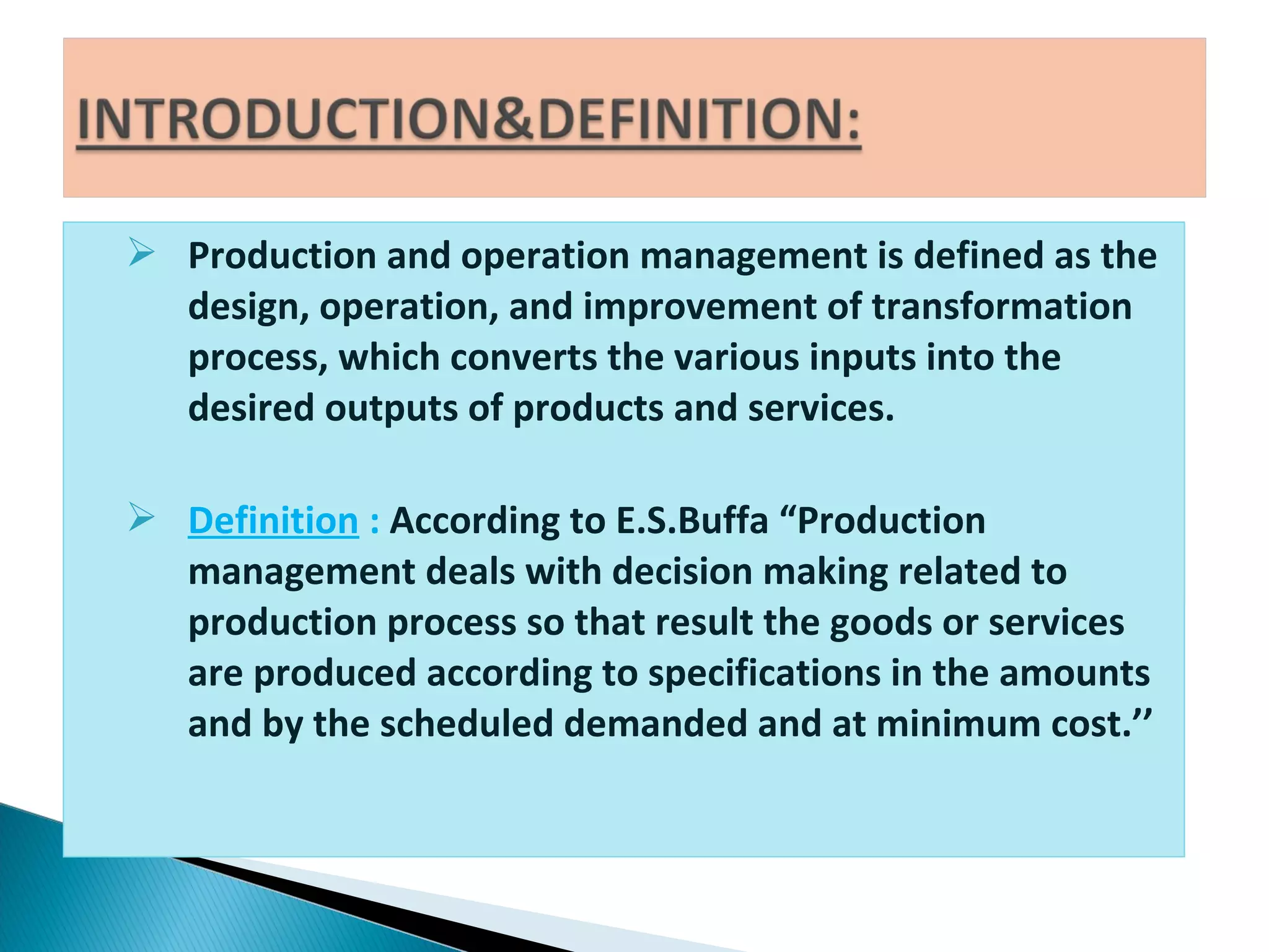 Production and operation management | PPT